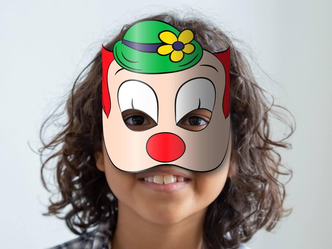 Сircus Clown Mask Printable Paper DIY for Kids and Adults. - Etsy