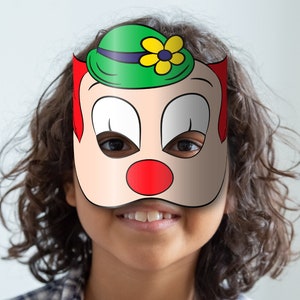 Сircus Clown Mask Printable, Paper DIY for Kids and Adults. PDF ...