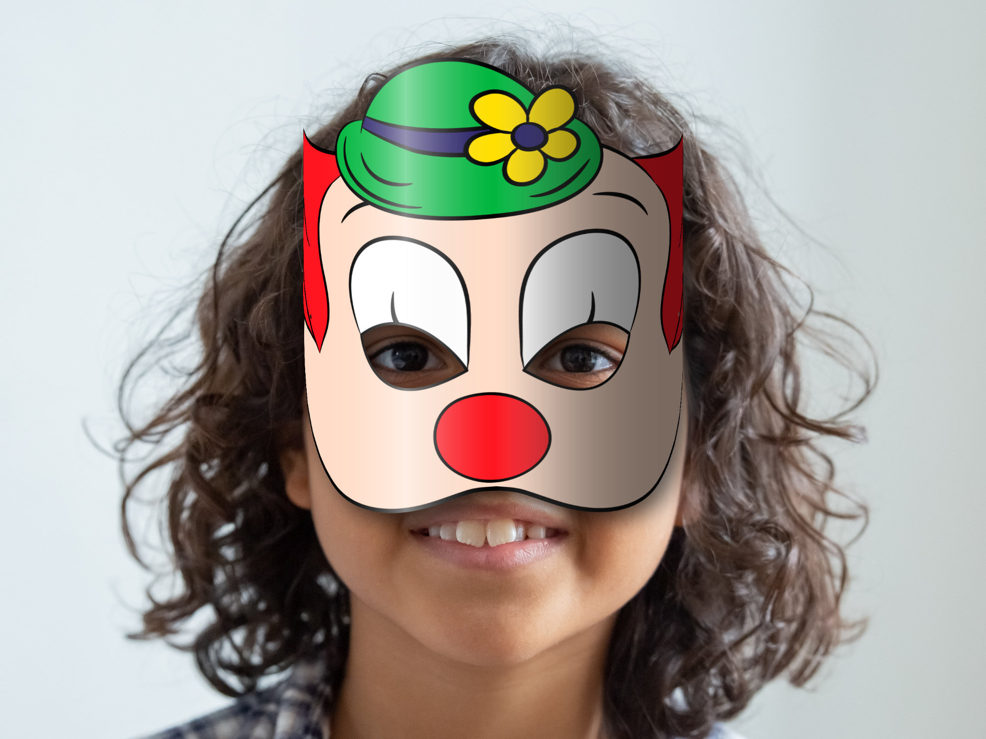 Сircus Clown Mask Printable, Paper DIY for Kids and Adults. PDF ...