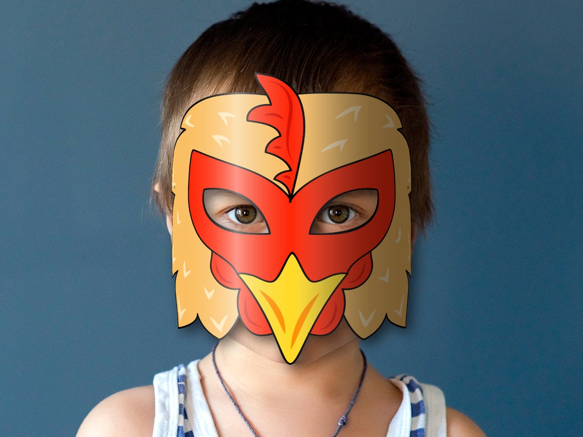 Chicken Mask Printable, Hen Mask, Paper DIY for Kids and Adults. PDF ...