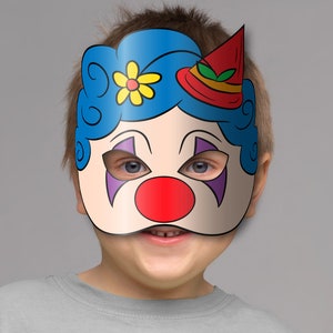 Сircus Clown #2 Printable Mask, Paper DIY for Kids and Adults. PDF ...