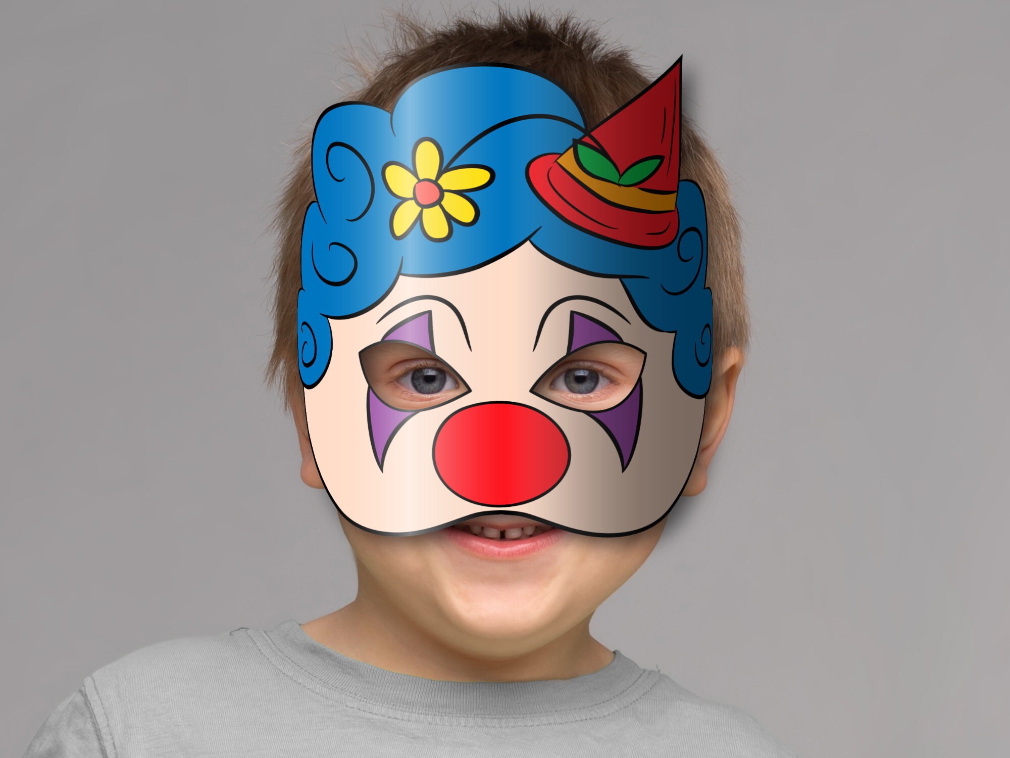 Сircus Clown 2 Printable Mask, Paper DIY for Kids and Adults. PDF ...