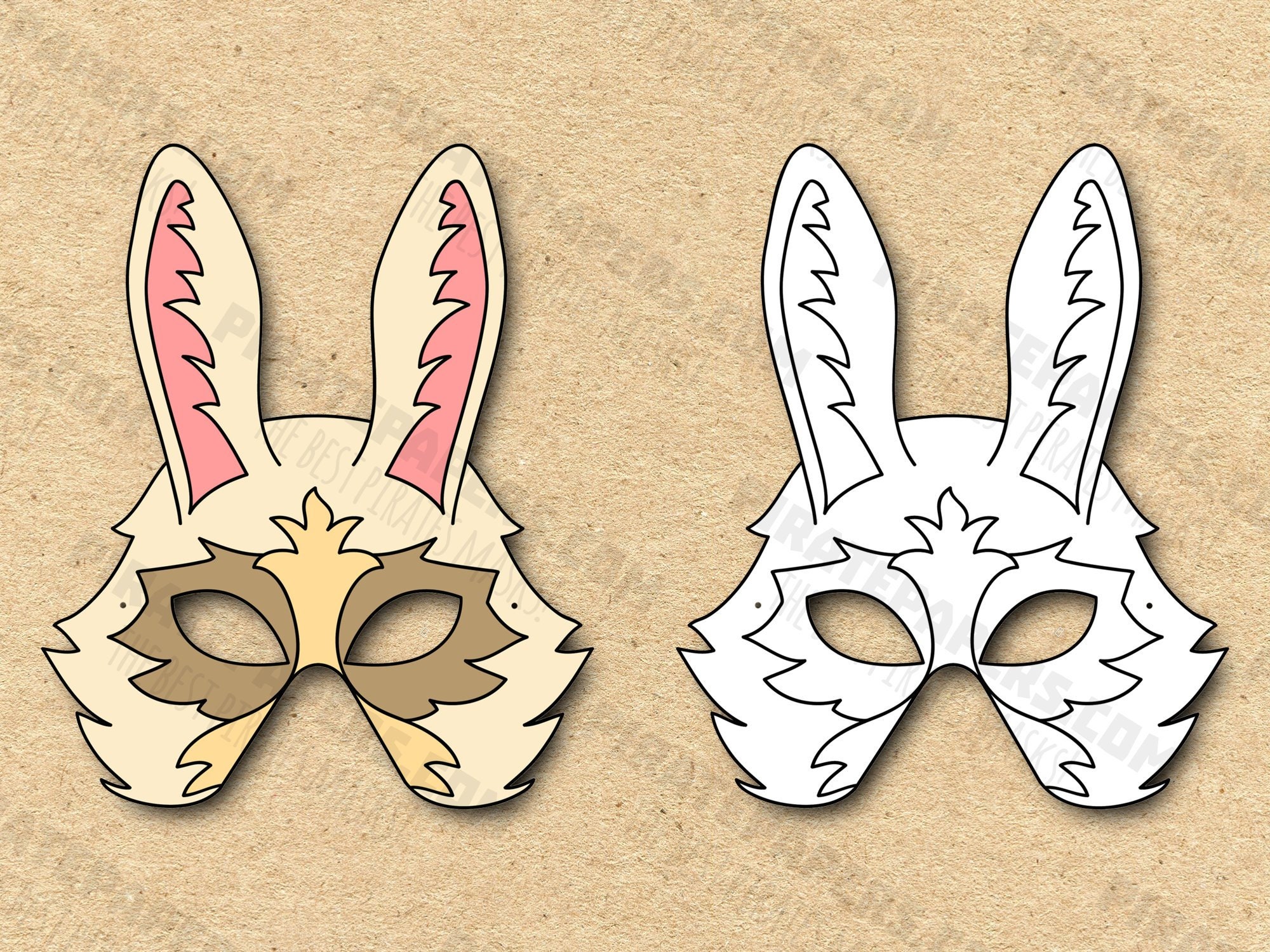Bunny Masks Printable Color Coloring, Paper DIY for Kids and Adults ...