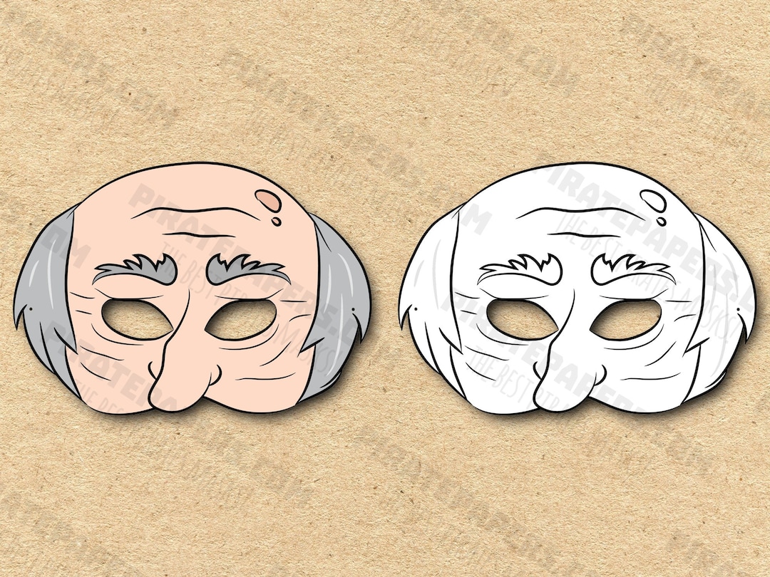 Old Man Masks Printable Color + Coloring, Paper DIY for Kids and Adults ...