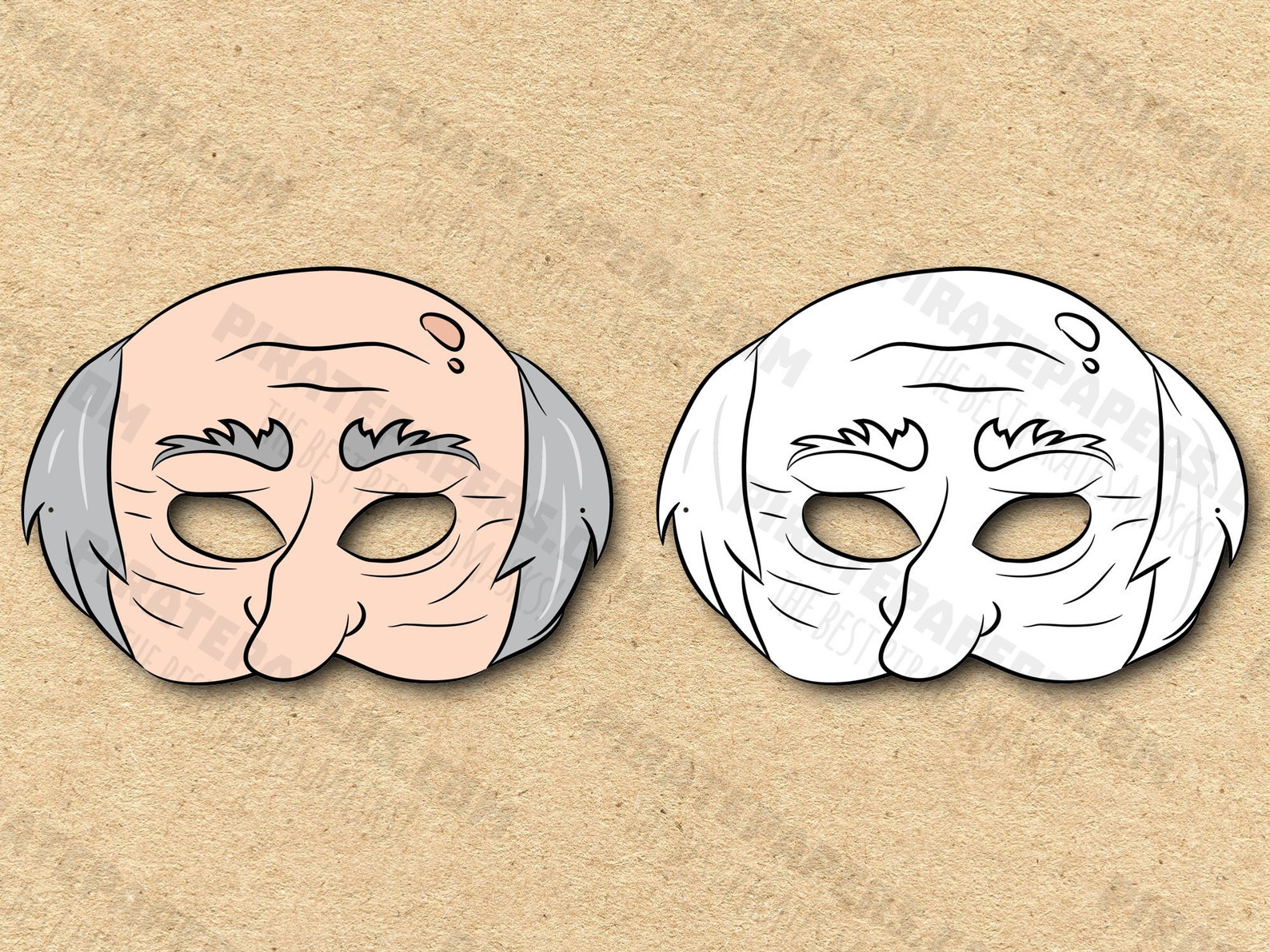 Old Man Masks Printable Color Coloring, Paper DIY for Kids and Adults ...