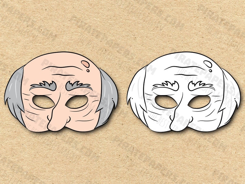 Old Man Masks Printable Color Coloring, Paper DIY for Kids and Adults ...