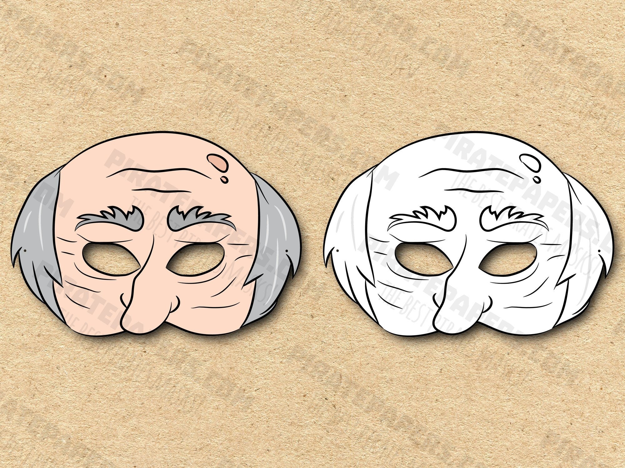 Old Man Masks Printable Color Coloring, Paper DIY for Kids and Adults ...