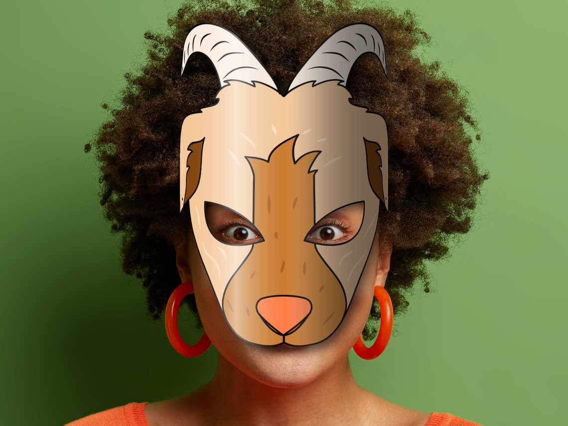 Goat Mask Printable, Paper DIY for Kids and Adults. PDF Template ...