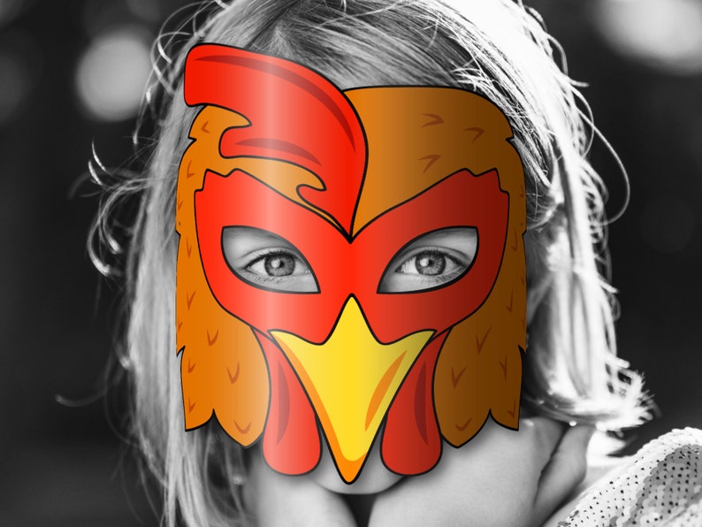 Rooster Masks Printable Color Coloring Сoock Сhicken - Etsy