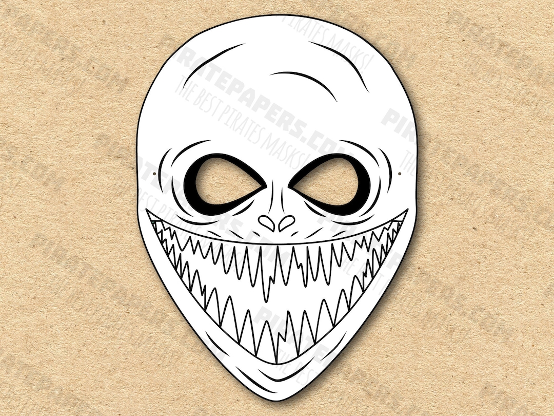 Creepy Mask Printable Coloring, Paper DIY for Kids and Adults. PDF ...