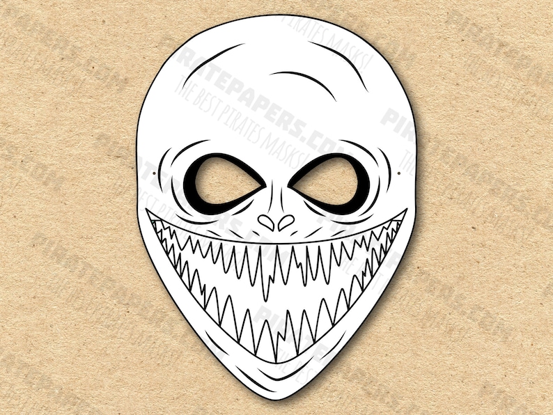 Scary Masks Printable Coloring, Creepy, Skull, Demon, Grim Reaper ...