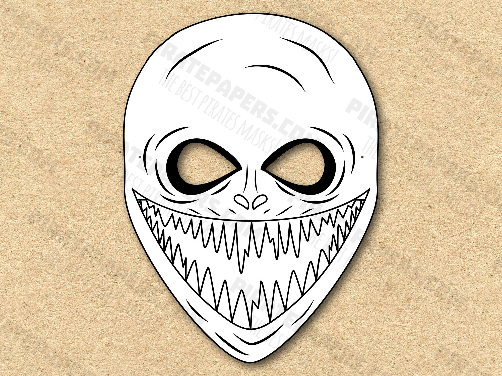Creepy Mask Printable Coloring, Paper DIY for Kids and Adults. PDF ...