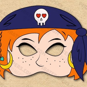 Pirate Girl Mask Printable, Paper DIY for Kids and Adults. PDF Template ...