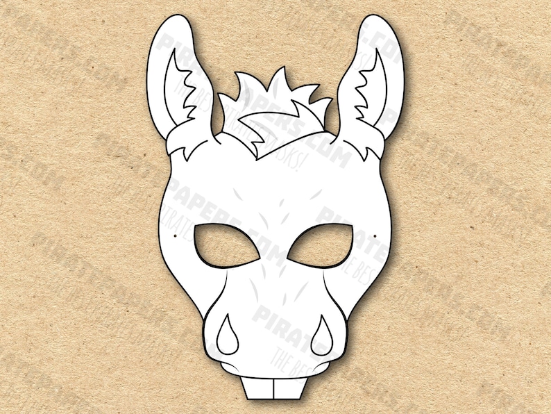 Farm and Barnyard Animals 3 Masks Printable Coloring, Cat, Dog, Donkey ...