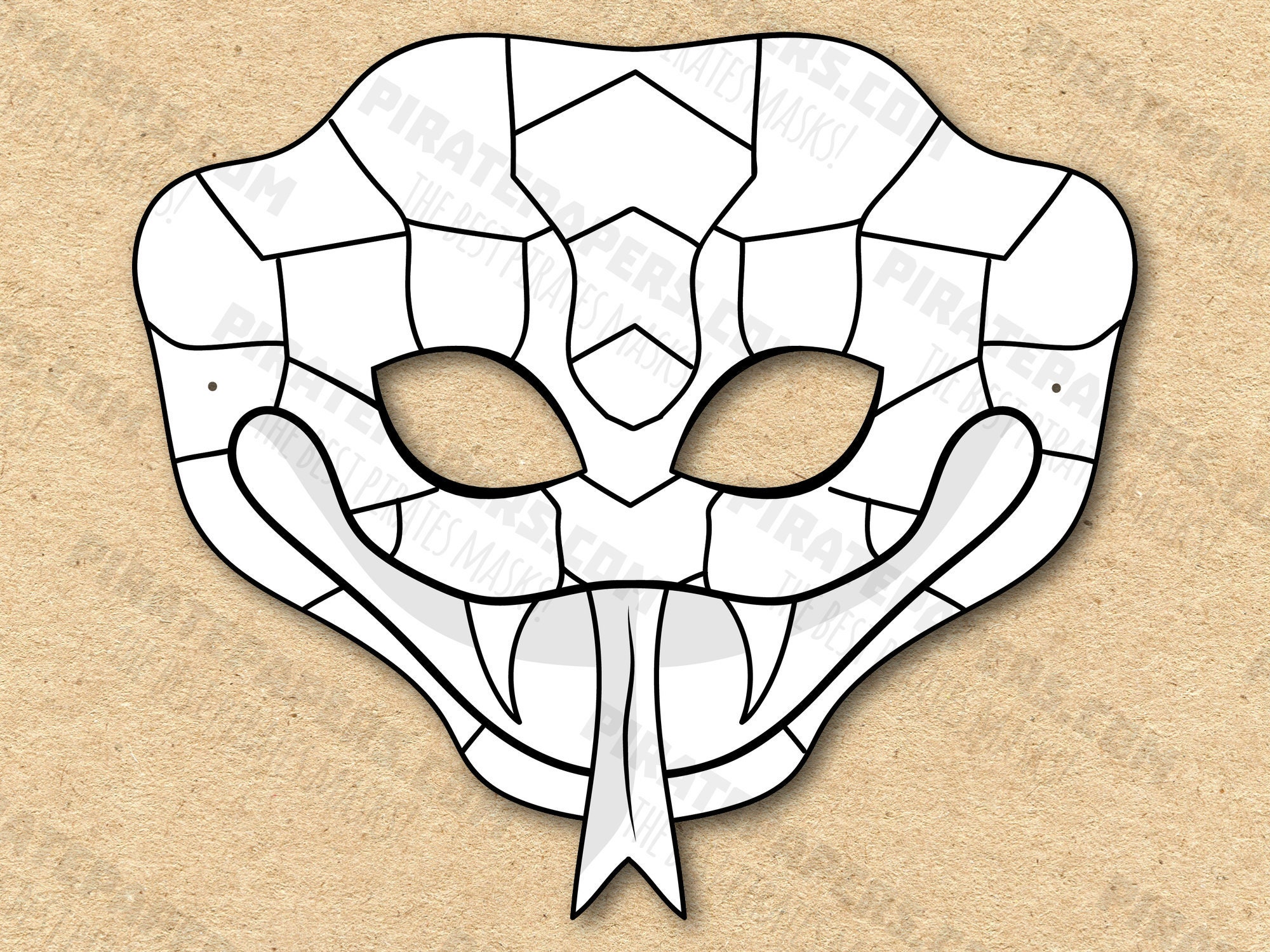 Snake Mask Printable Coloring, Paper DIY for Kids and Adults. PDF ...