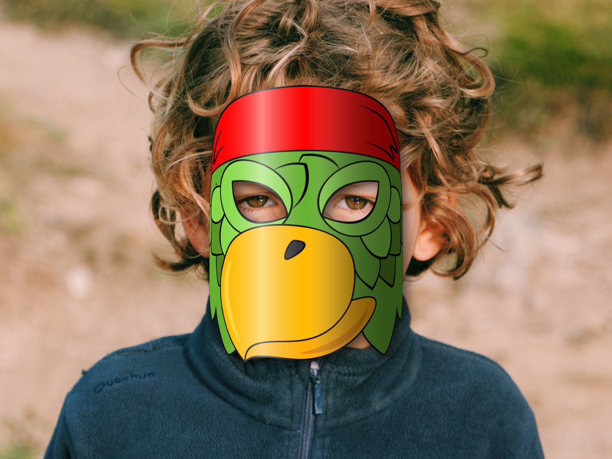 Pirate's Parrot Mask Printable, Paper DIY for Kids and Adults. PDF ...