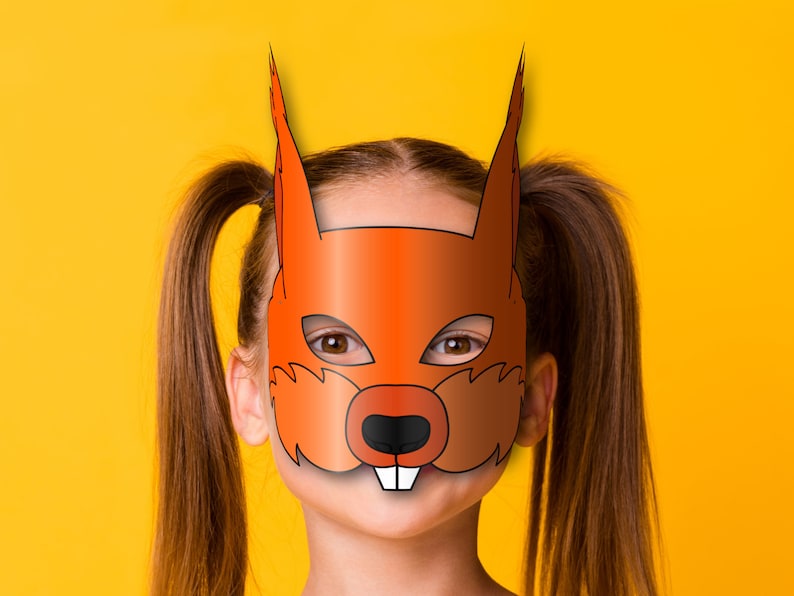 Squirrel Mask Printable, Paper DIY for Kids and Adults. PDF Template ...