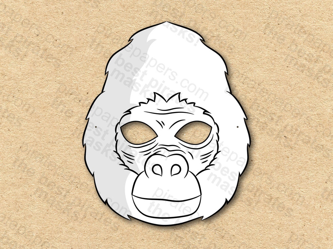 Gorilla Mask Printable Coloring Paper DIY for Kids and - Etsy