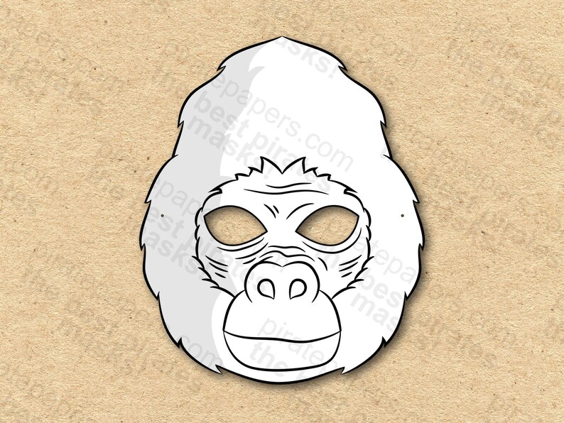 Gorilla Mask Printable Coloring Paper DIY for Kids and - Etsy
