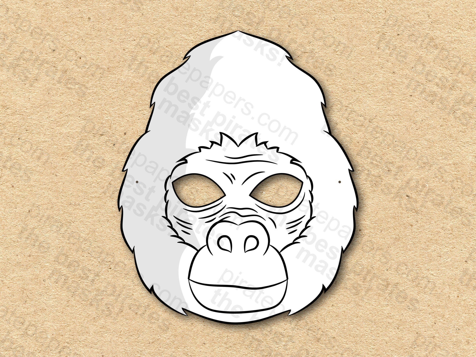 Gorilla Mask Printable Coloring Paper DIY for Kids and - Etsy