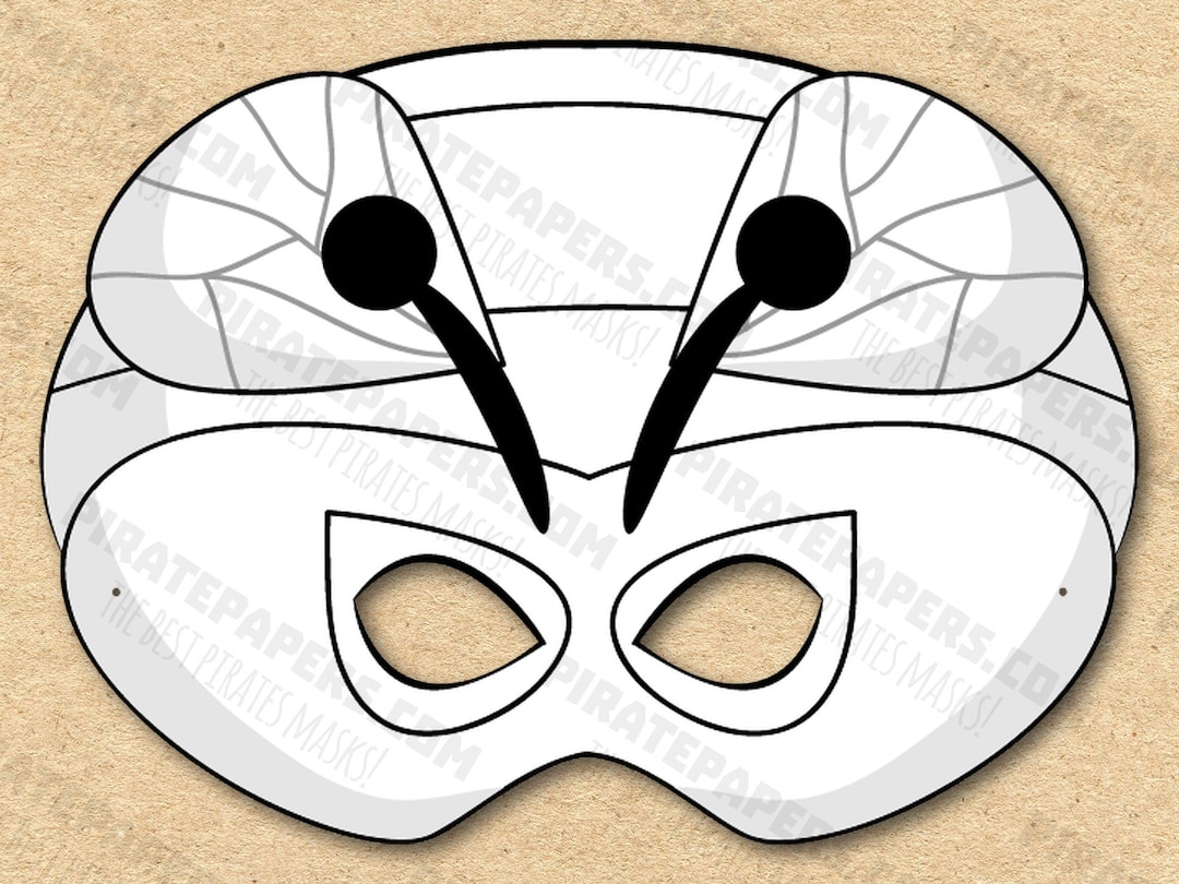 Bee Mask Printable Coloring, Paper DIY for Kids and Adults. PDF ...