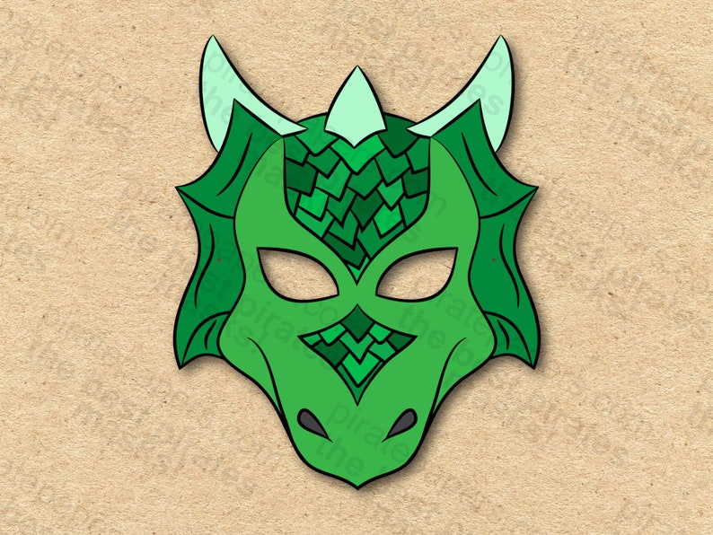Green Dragon Mask Printable Paper DIY for Kids and Adults. - Etsy