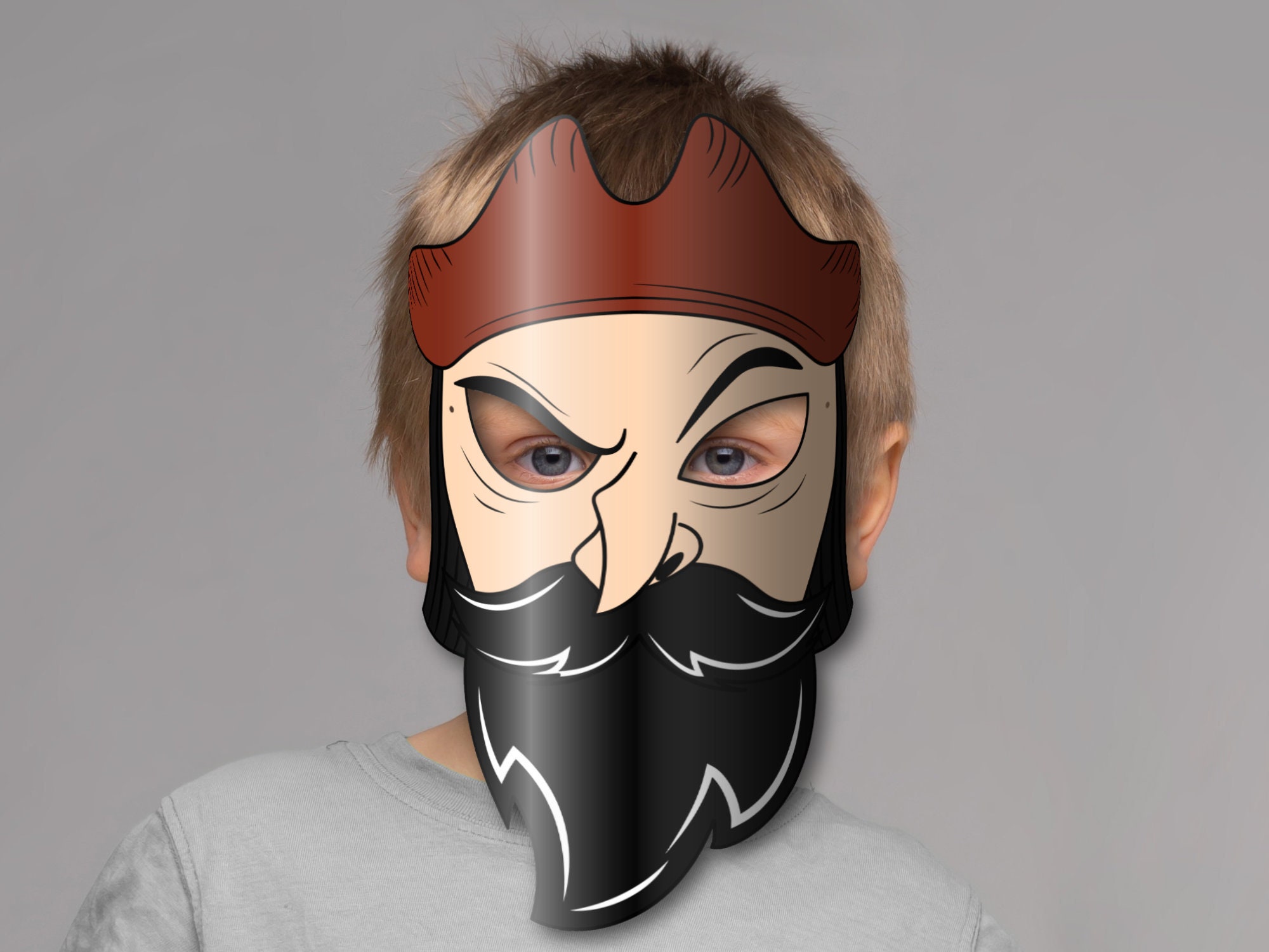Pirate Blackbeard Mask Printable, Paper DIY for Kids and Adults. PDF ...