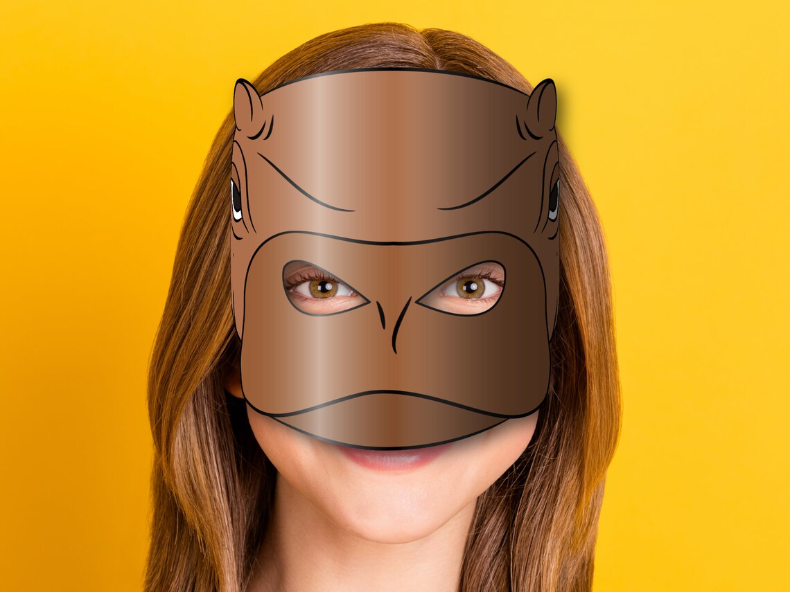 Hippo Mask Printable, Paper DIY for Kids and Adults. PDF Template ...