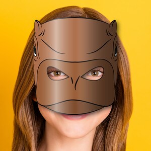 Hippo Mask Printable, Paper DIY for Kids and Adults. PDF Template ...