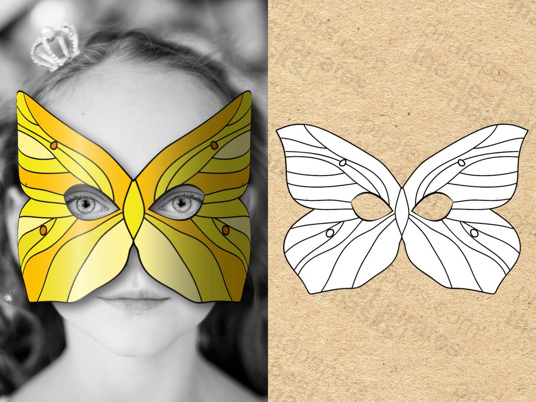 Butterfly Masks Printable Color Coloring Brimstone Paper - Etsy