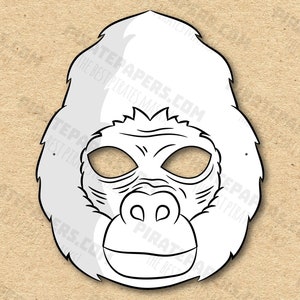 Gorilla Masks Printable Color + Coloring, Paper DIY for Kids and Adults ...