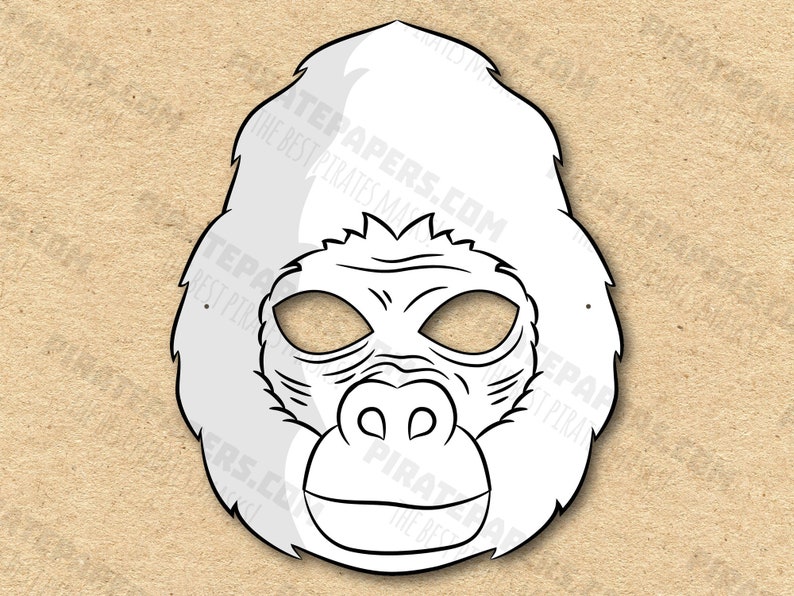 Gorilla Masks Printable Color Coloring, Paper DIY for Kids and Adults ...