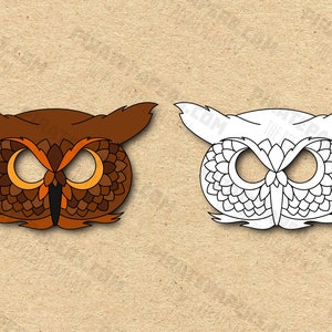 Owl Masks Printable Color + Coloring, Paper DIY for Kids and Adults ...