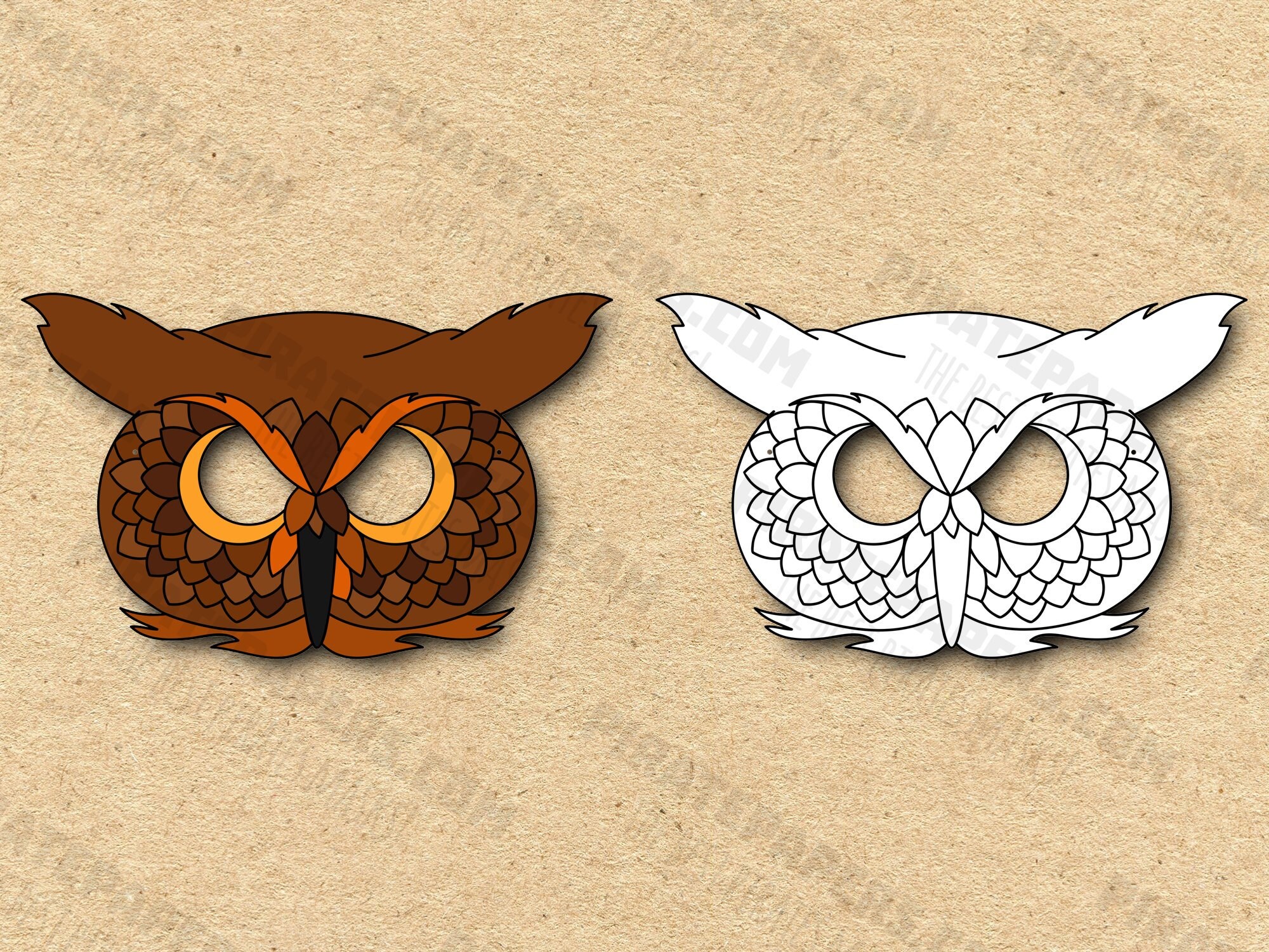 Owl Masks Printable Color Coloring, Paper DIY for Kids and Adults. PDF ...