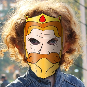 King Masks Printable Color + Coloring, Paper DIY for Kids and Adults ...