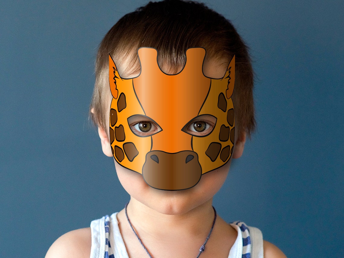 Giraffe Mask Printable, Paper DIY for Kids and Adults. PDF Template ...