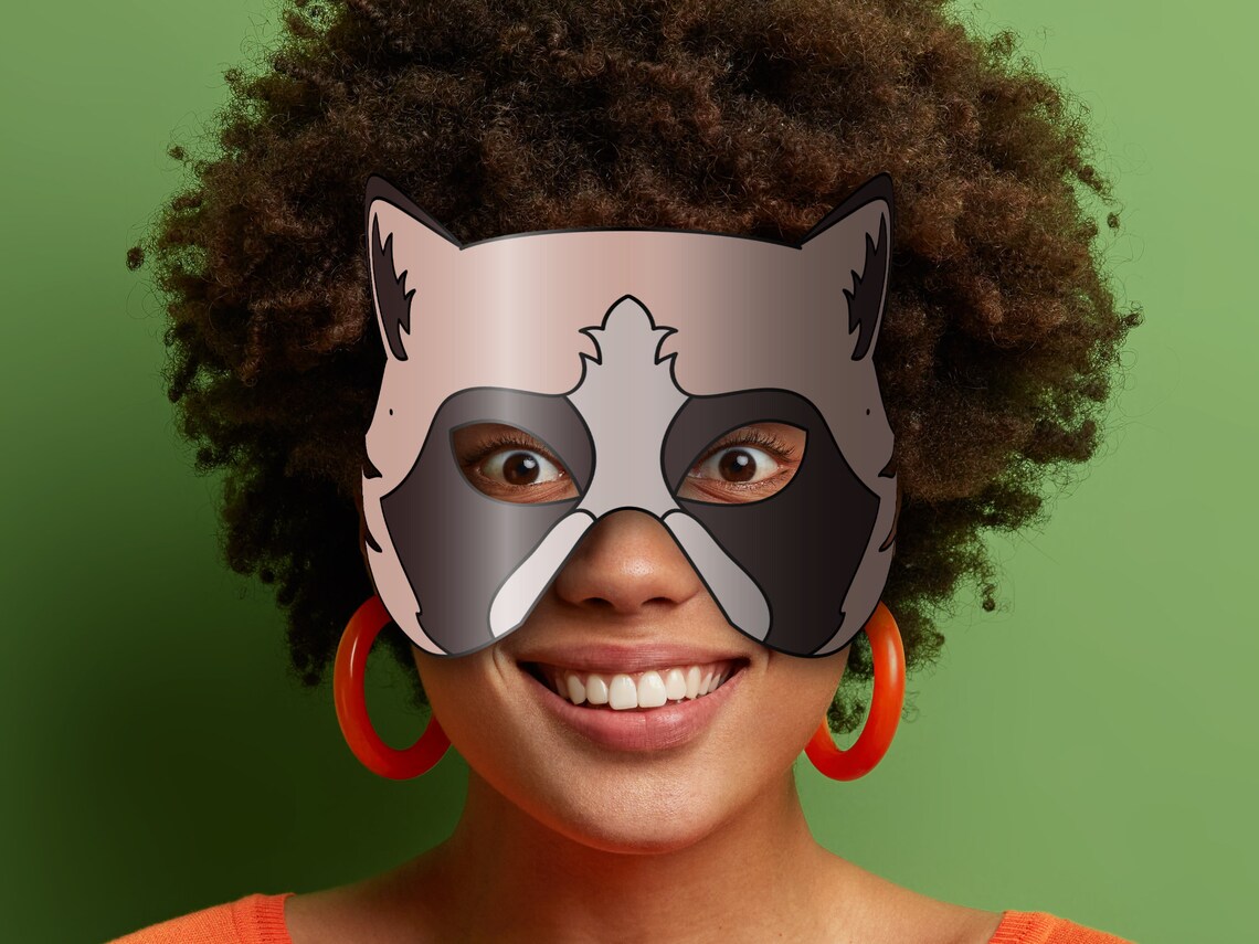 Raccoon Mask Printable, Paper DIY for Kids and Adults. PDF Template ...