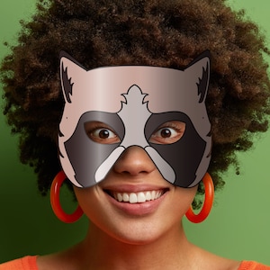 Raccoon Mask Printable, Paper DIY for Kids and Adults. PDF Template ...