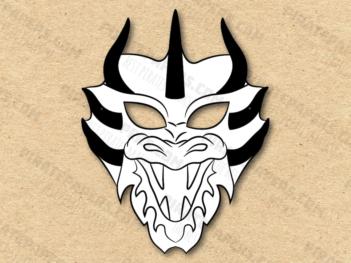 Dragons Masks Printable Coloring, Evil Dragon, Chinese Dragon, Kind ...