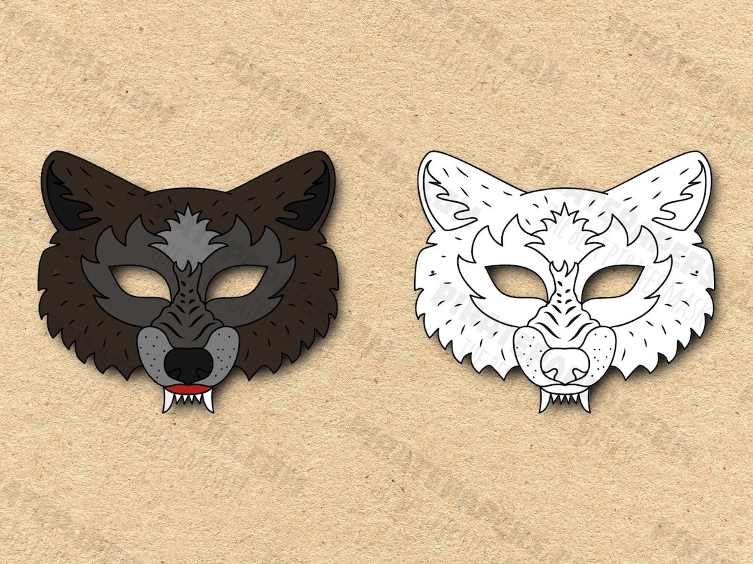 Big Bad Wolf Masks Printable Color + Coloring, Paper DIY for Kids and ...