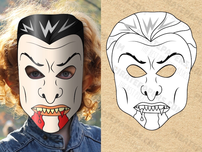 Dracula Masks Printable Color Coloring Paper DIY for Kids - Etsy