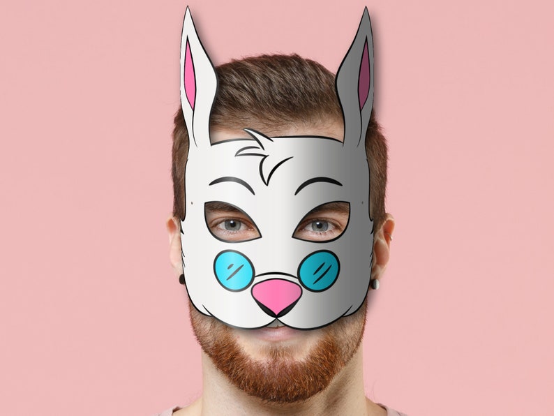 White Rabbit Mask Printable (alice in Wonderland), Paper DIY for Kids ...