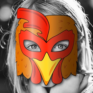 Rooster Mask Printable Сoock Сhicken Paper DIY for Kids - Etsy