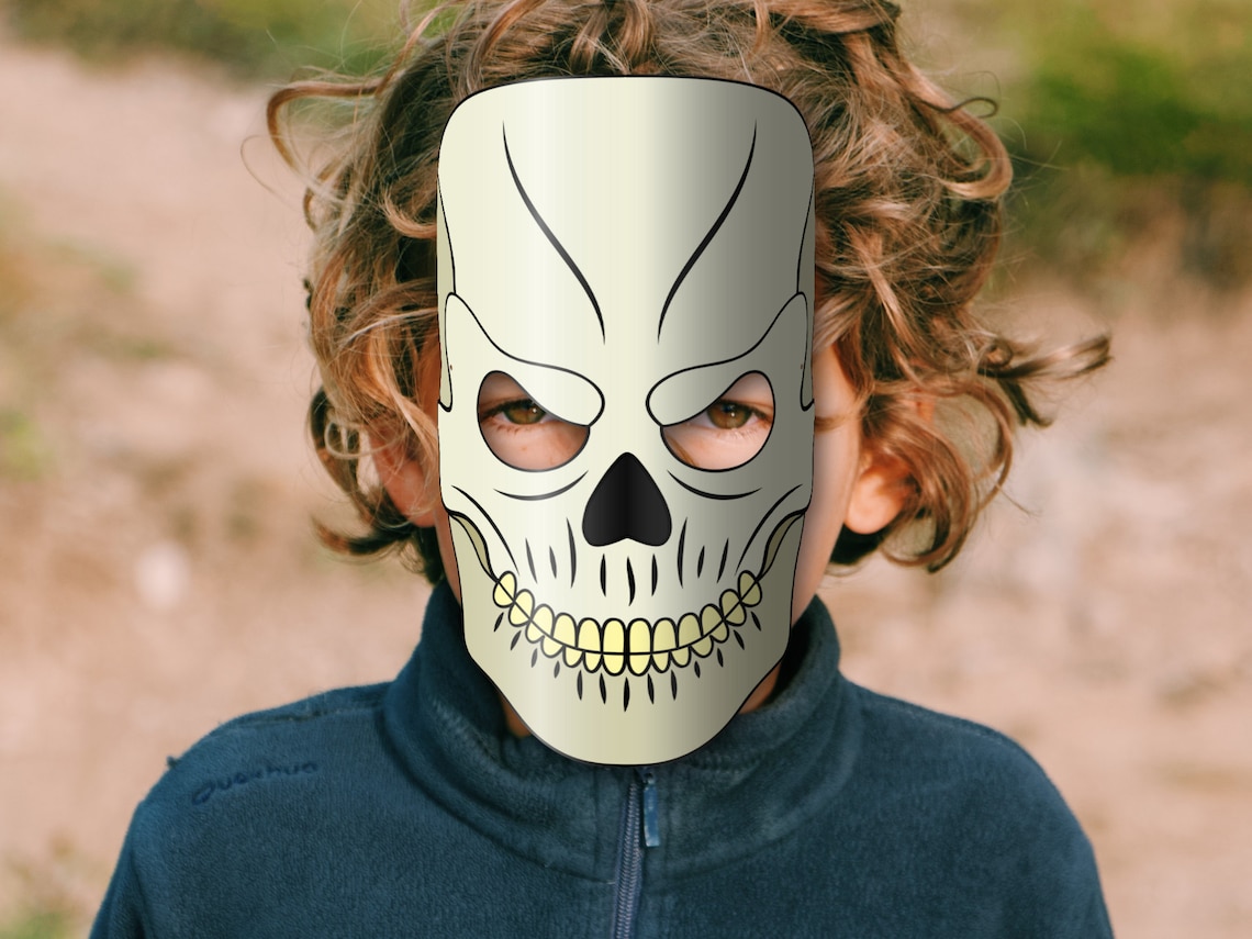 Skull Mask Printable, Paper DIY for Kids and Adults. PDF Template ...