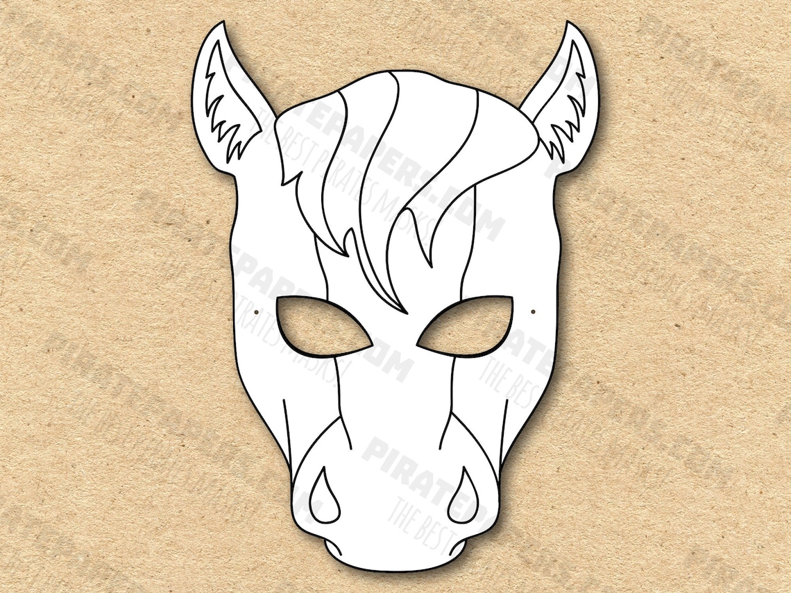 Horse Mask Printable Coloring, DIY Paper (PDF Template) - Etsy