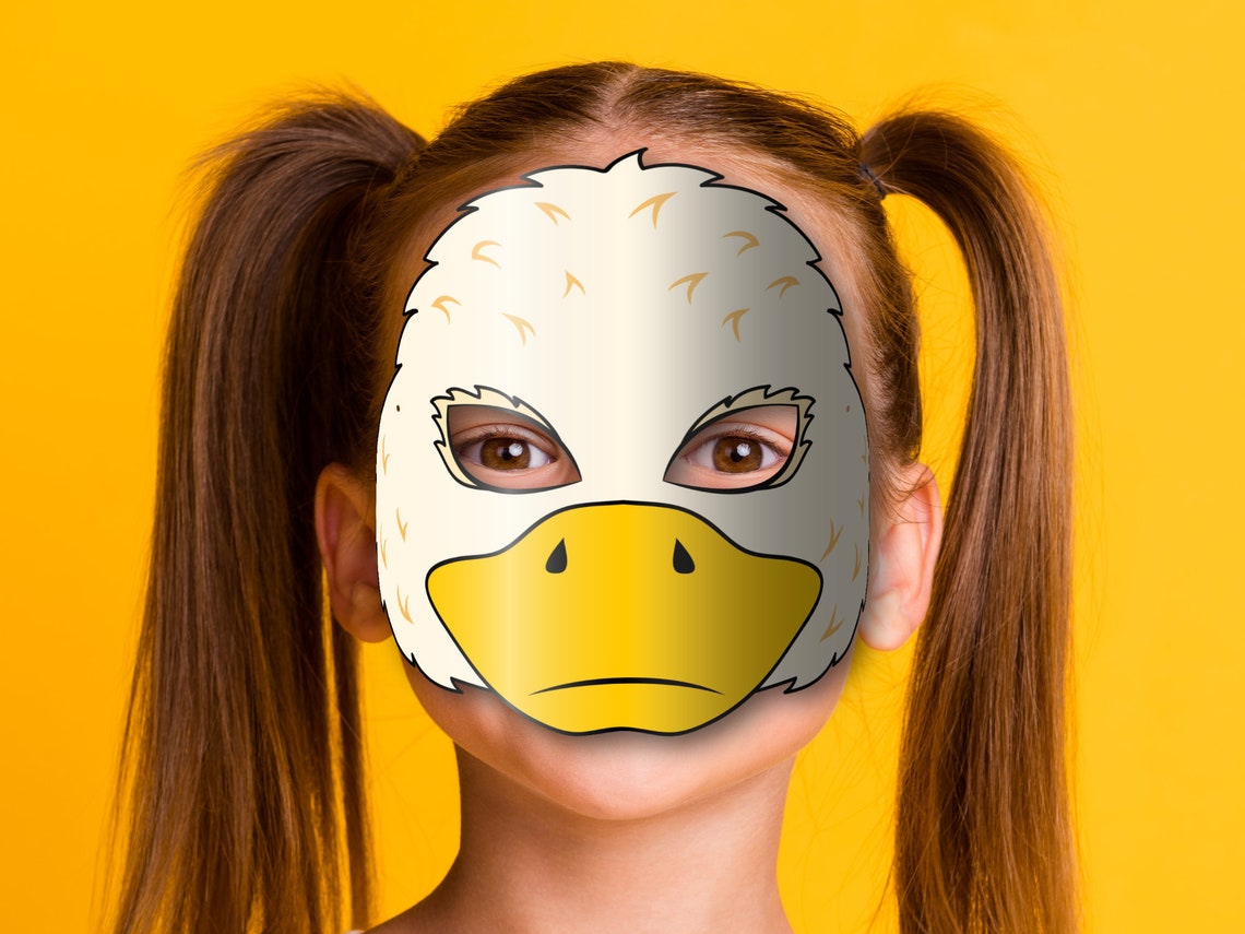 Duck Mask Printable, Paper DIY for Kids and Adults. PDF Template ...