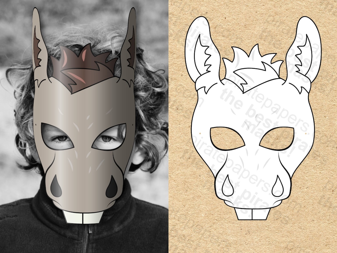 Donkey Masks Printable Color Coloring Paper DIY for Kids - Etsy