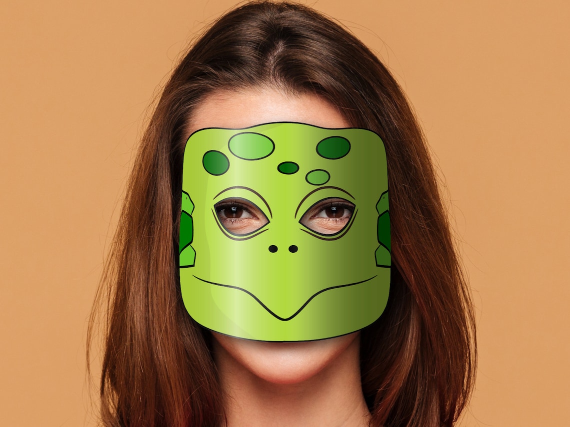 Turtle Mask Printable, Paper DIY for Kids and Adults. PDF Template ...