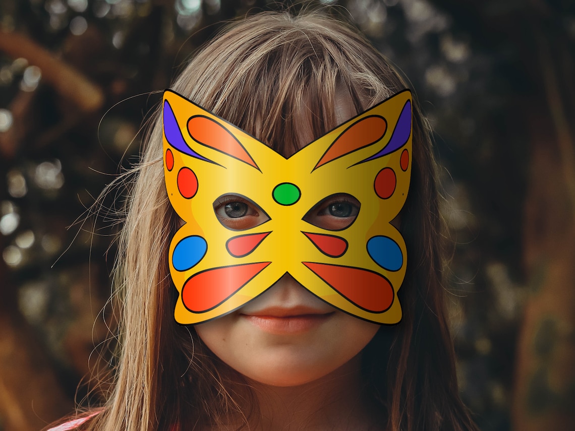 Butterfly Mask Printable, Paper DIY for Kids and Adults. PDF Template ...