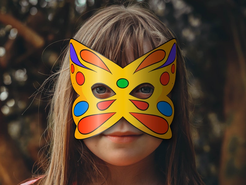Butterfly Mask Printable, Paper DIY for Kids and Adults. PDF Template ...